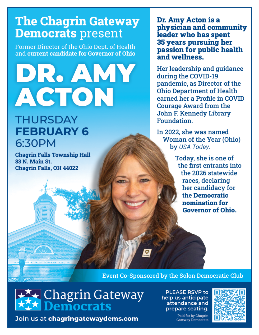An Evening with Dr. Amy Acton | Solon Democratic Club